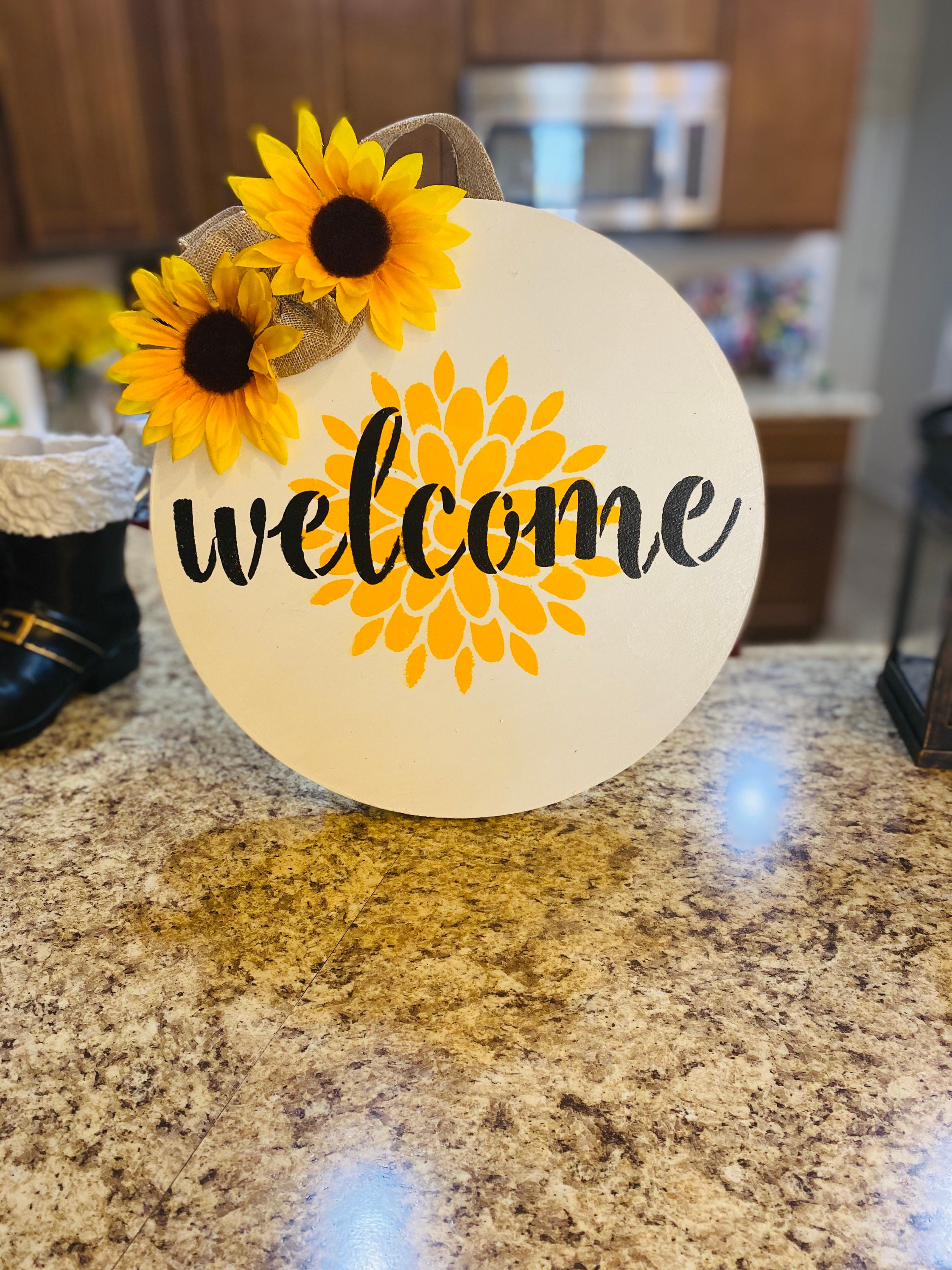 Sunflower Welcome Sign Sunflower Home Decor Flower Chic | Etsy