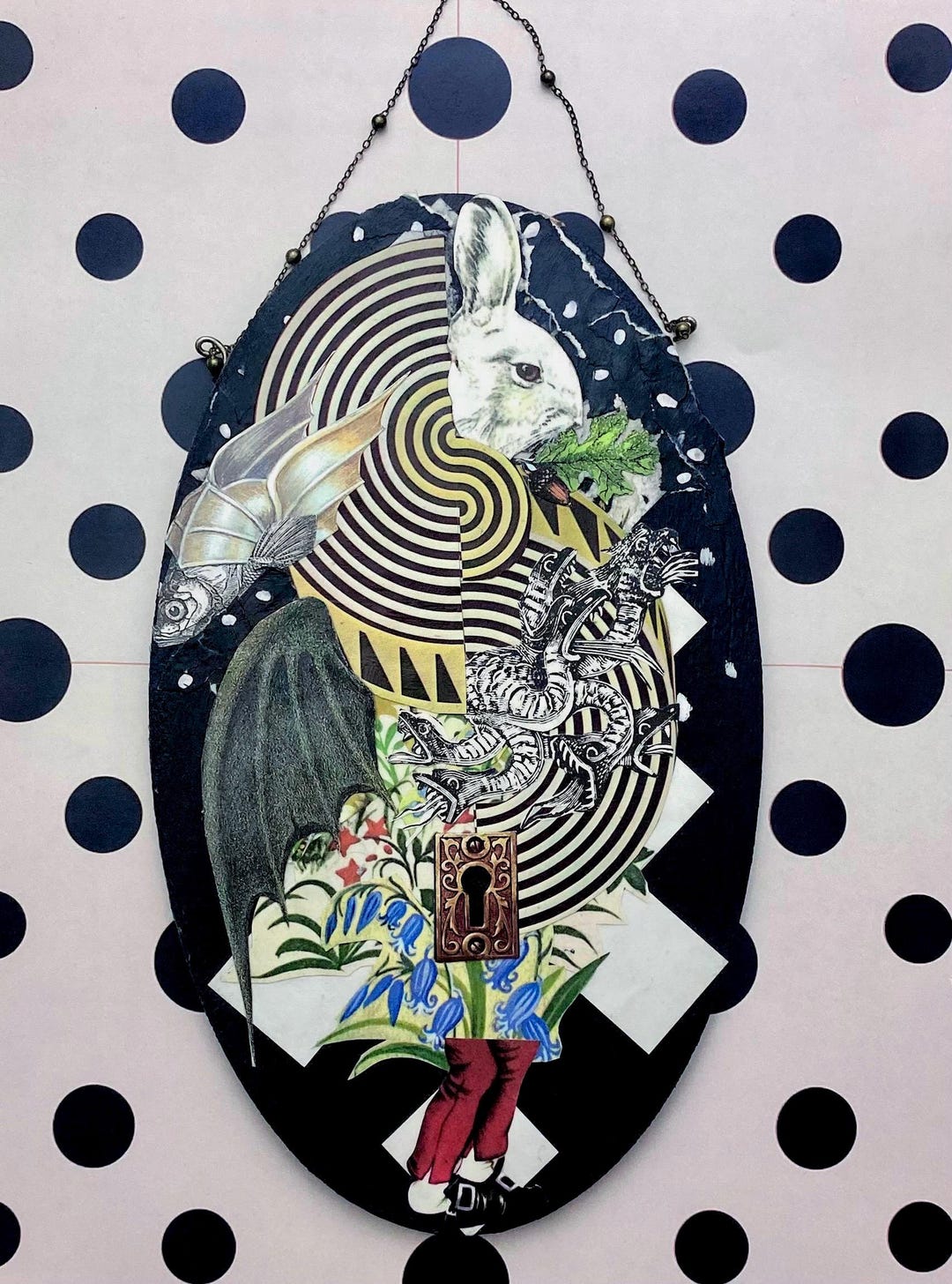 Collage Art on Wood “white Rabbit” Series - Etsy