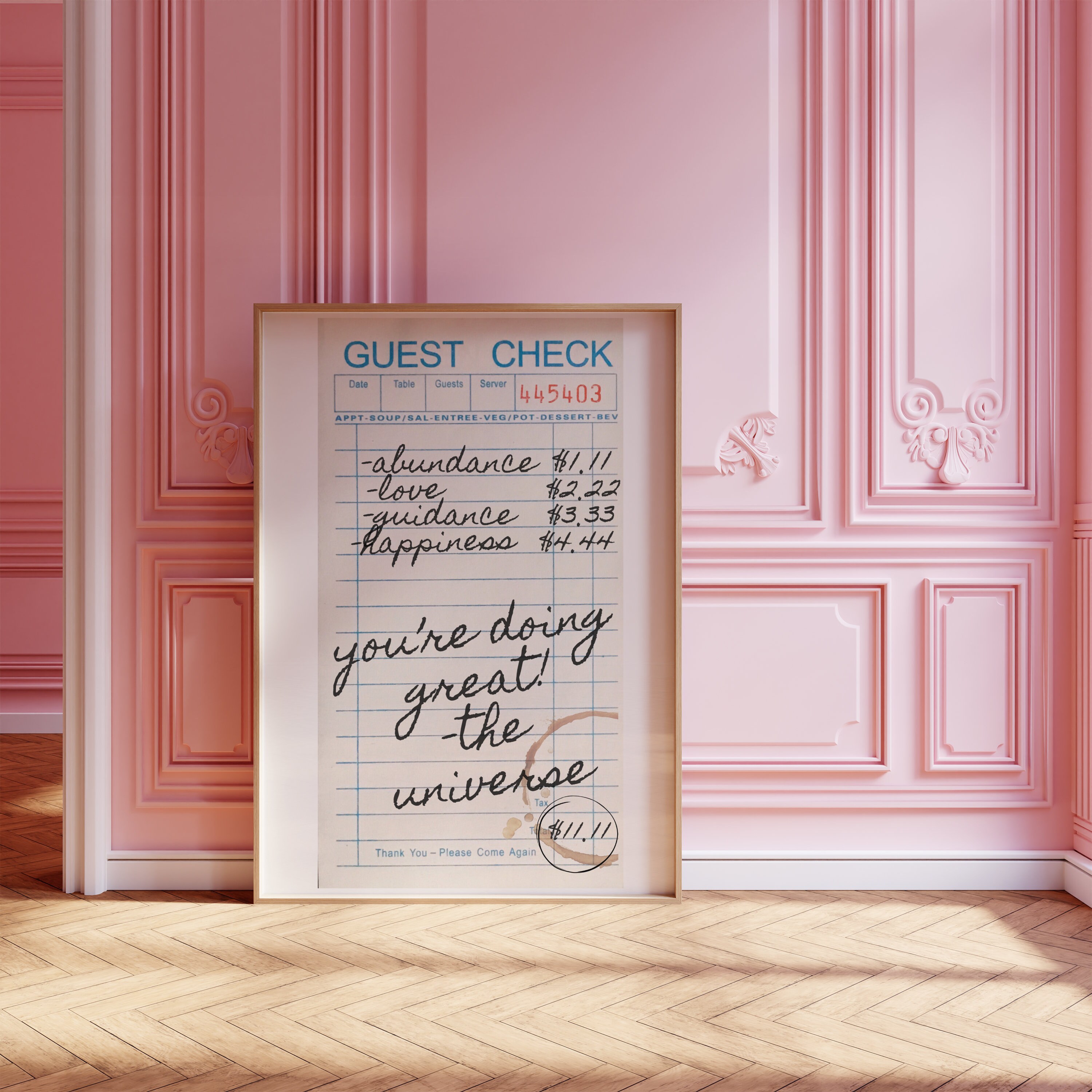 Guest Check Print, Angel Numbers, Manifestation, Affirmation Poster ...