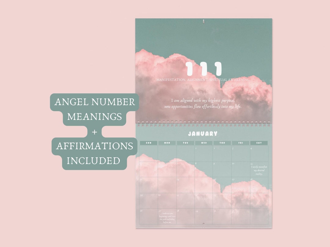 2025 Angel Number Calendar, Witchy Calendar, Affirmations Wall Art ...
