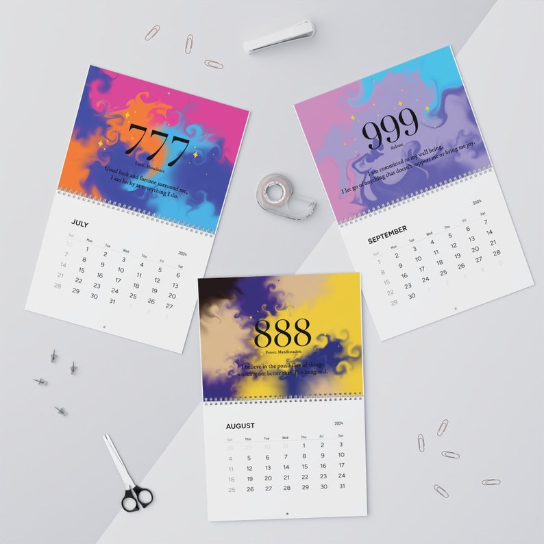 2024 Angel Numbers Affirmation Calendar, Spirituality Calendar, Witchy ...