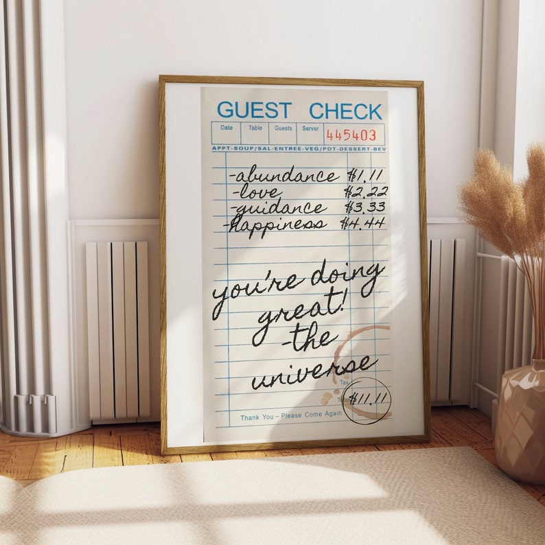Guest Check Print, Angel Numbers, Manifestation, Affirmation Poster ...
