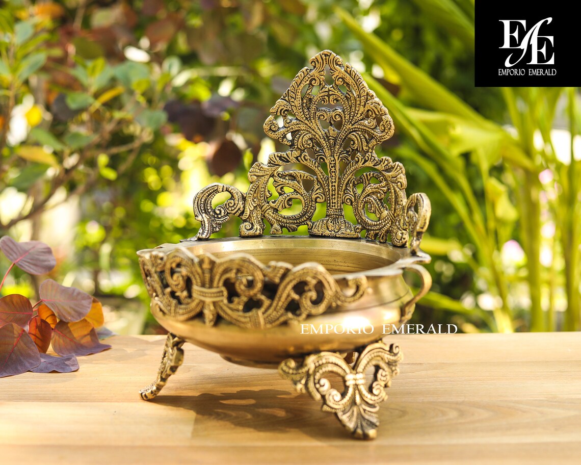 Traditional Brass Urli bowl décor Intricate design Urli For | Etsy