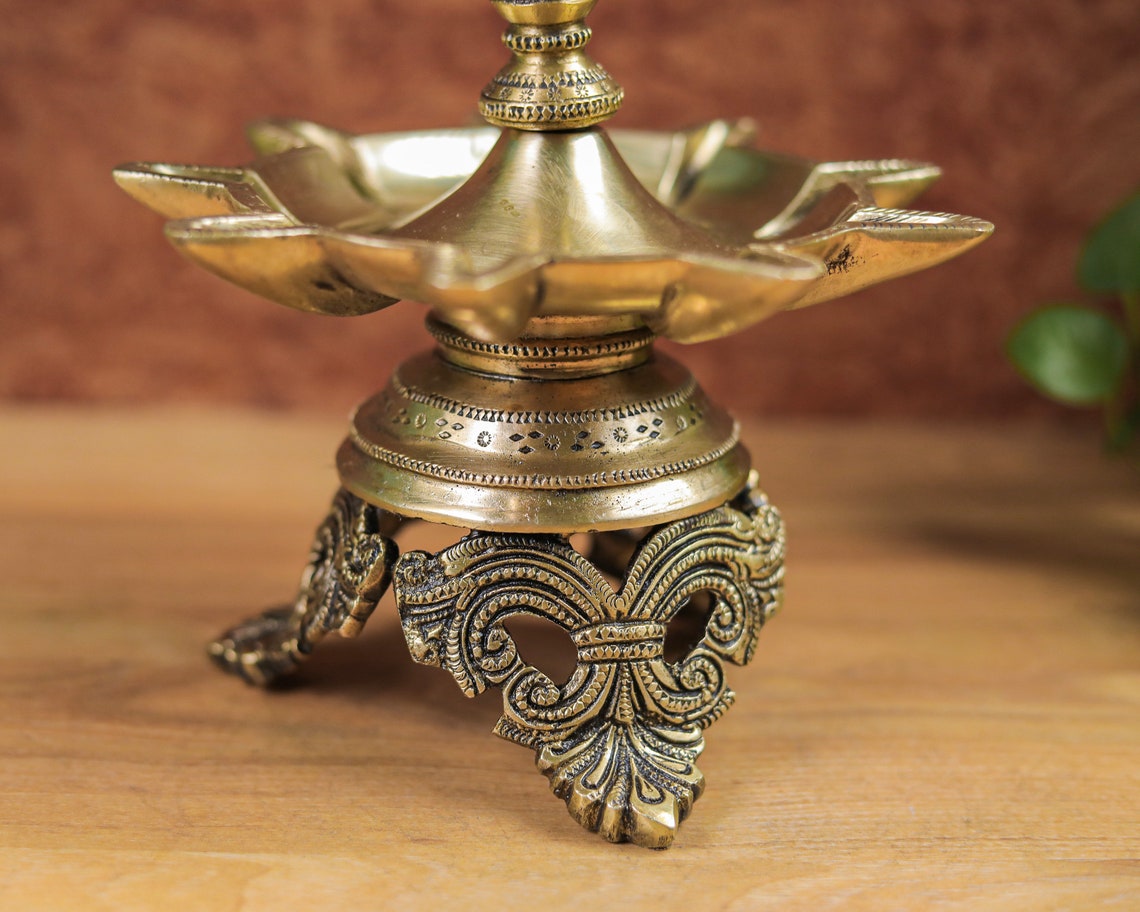 34 Cm Peacock Diya Table Oil Lamp Temple Brass Peacock Diya | Etsy