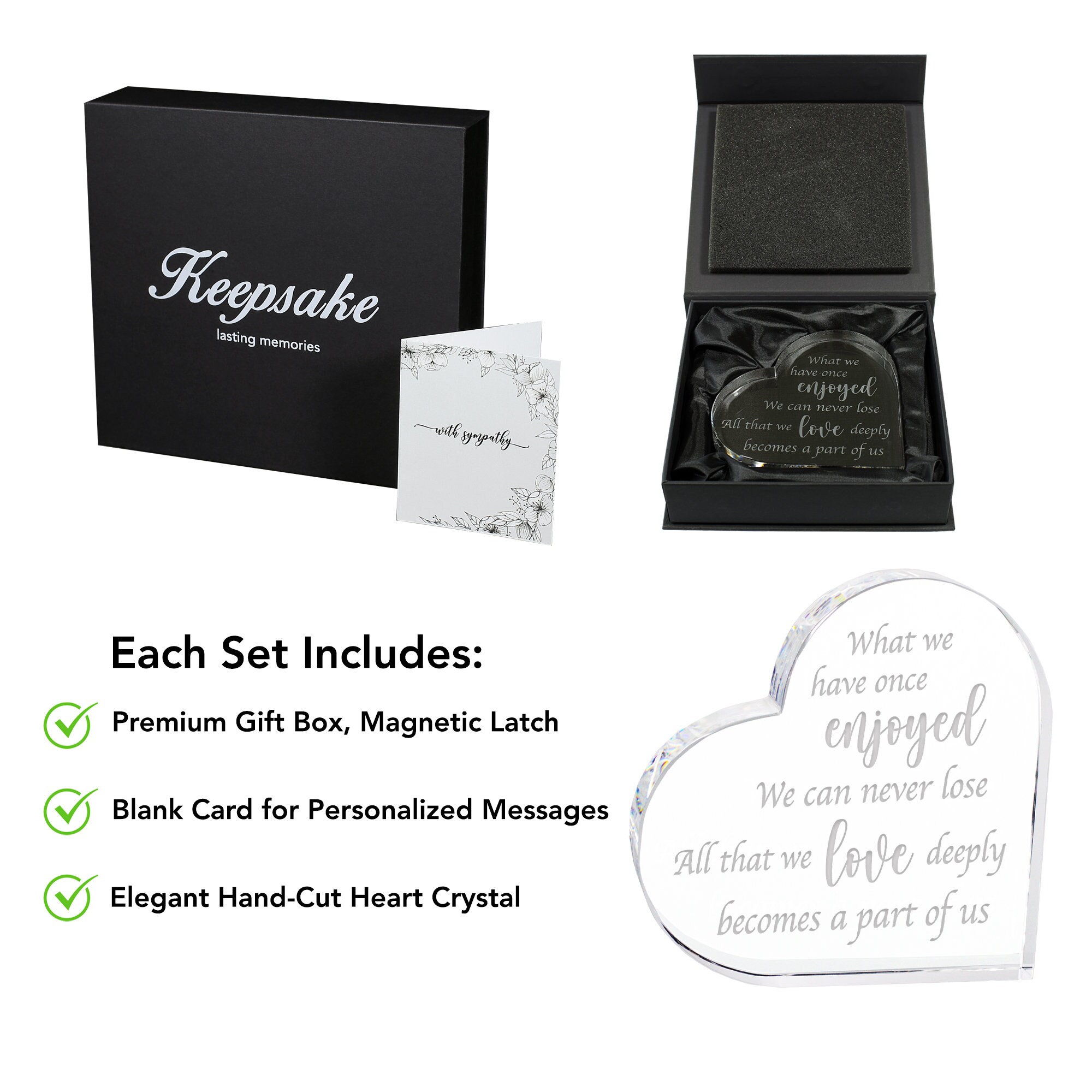 Engraved Crystal Heart Sympathy Gift | Memorial Gift | Condolence Gift ...