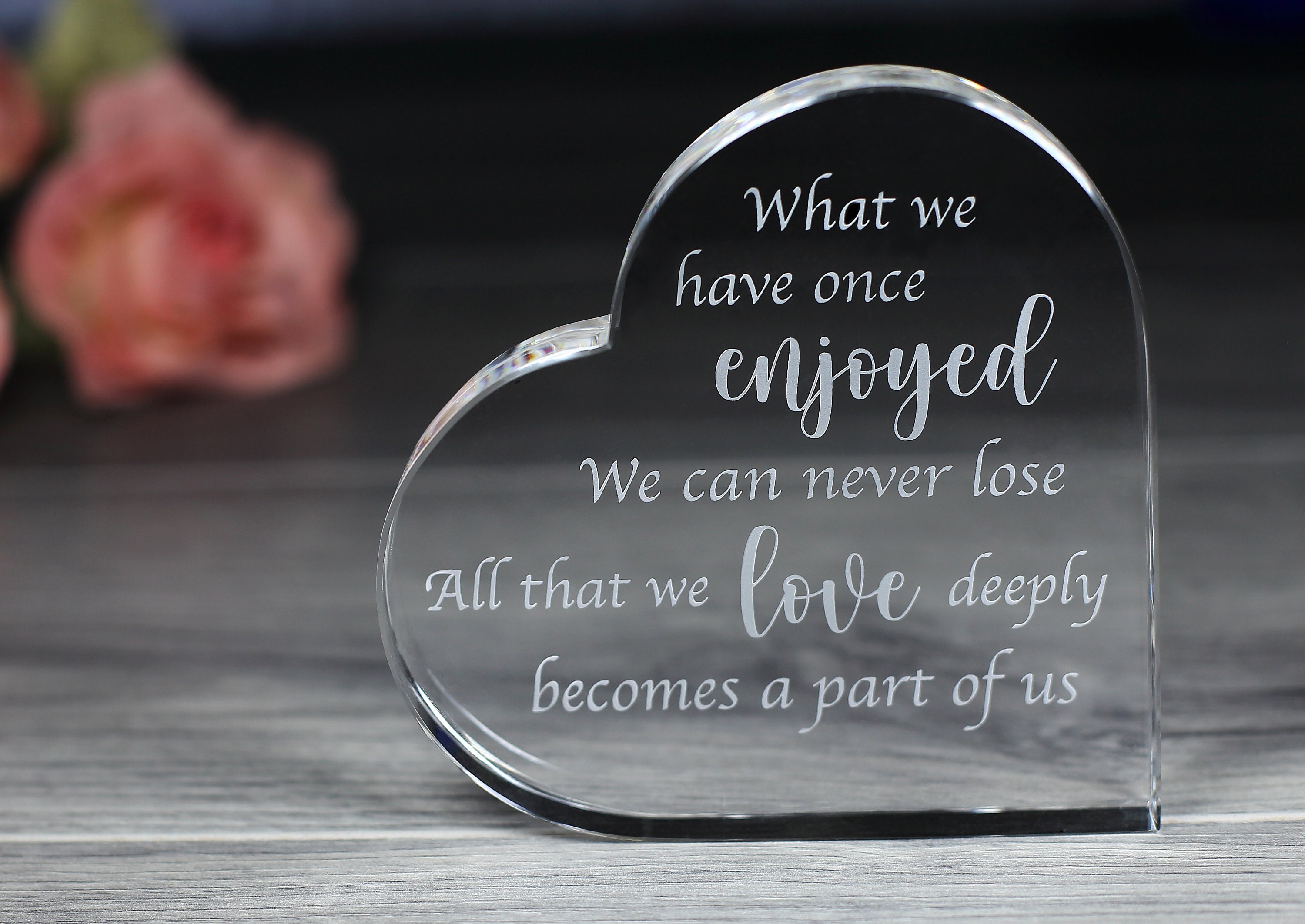 Engraved Crystal Heart Sympathy Gift | Memorial Gift | Condolence Gift ...