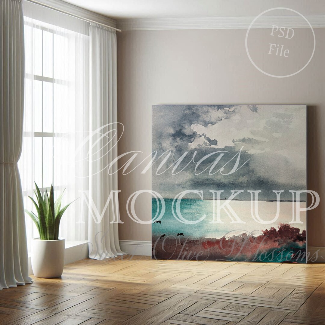 Square Art Canvas Mockup PSD for Artists Wall Art Prints, Artwork ...