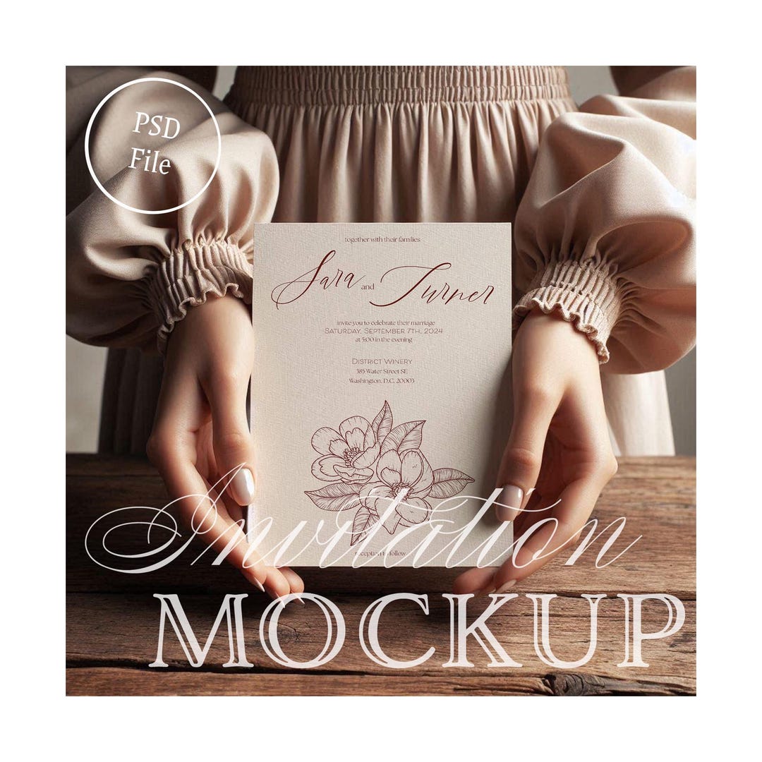 Invitation Mockup Template for Wedding Invite PSD Smart Object 5x7 ...