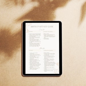 Birth Partner Support Guide, Labor Partner Support List, Doula Support ...