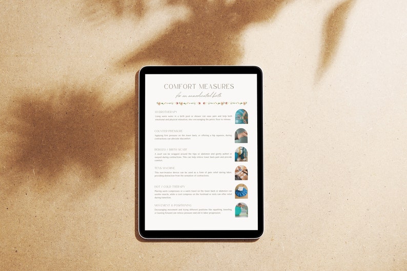 Labor Comfort Measures Handout for Unmedicated Birth (PDF Download) - Etsy