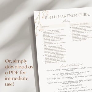 Birth Partner Support Guide, Labor Partner Support List, Doula Support ...