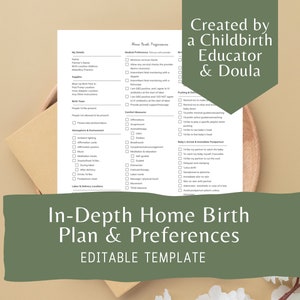 Home Birth Plan, Home Birth Preferences, Printable Home Birth Plan ...