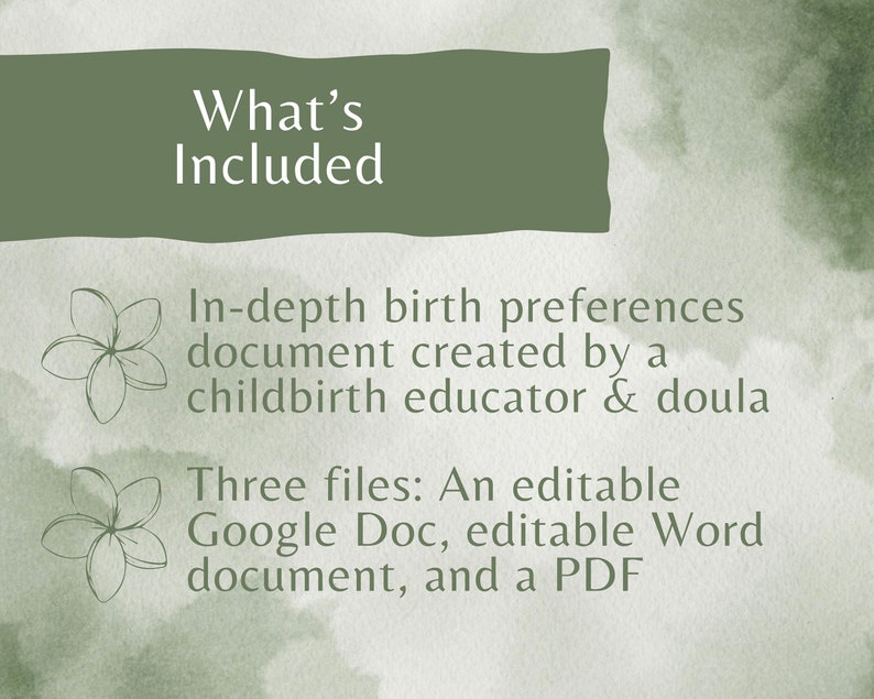 Editable Home Birth Plan Template (PDF, Word, Google Doc) - Etsy