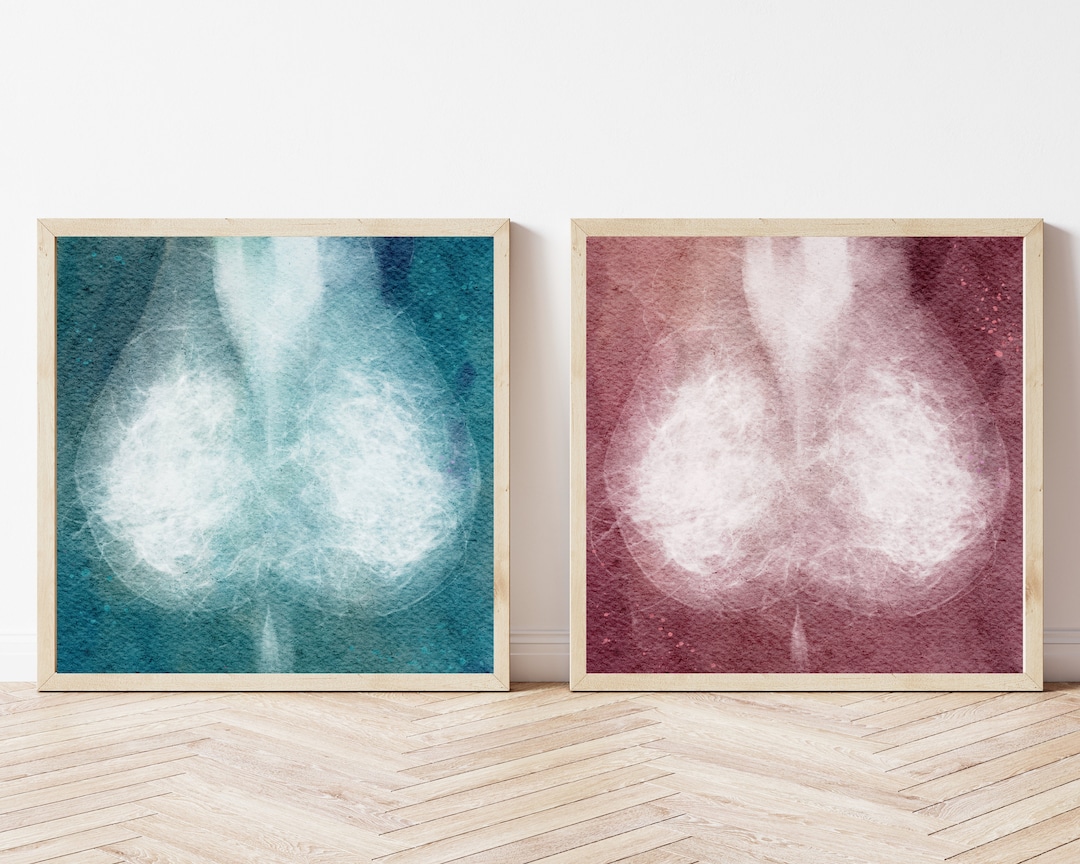 Blue and Purple Mammogram Watercolor Set Breast Art Print Abstract ...