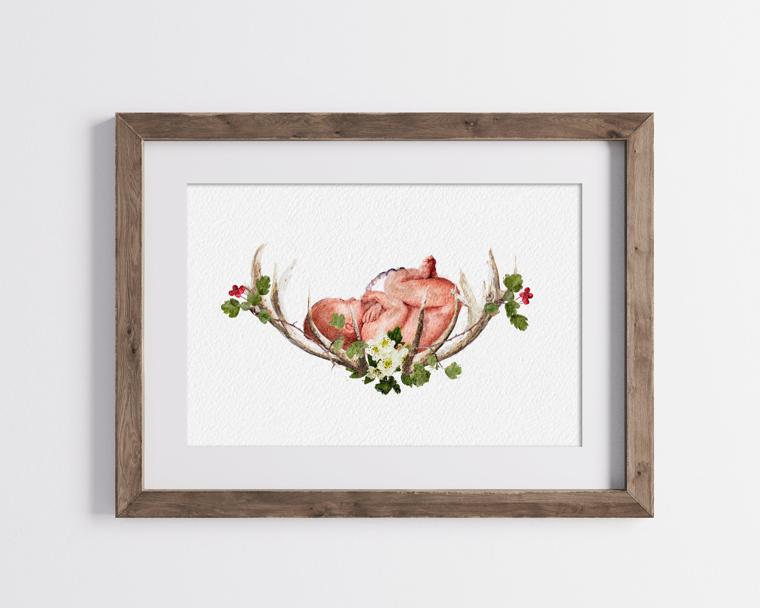 Botanical Fetus in Utero Watercolor Painting Doula Art Doula - Etsy