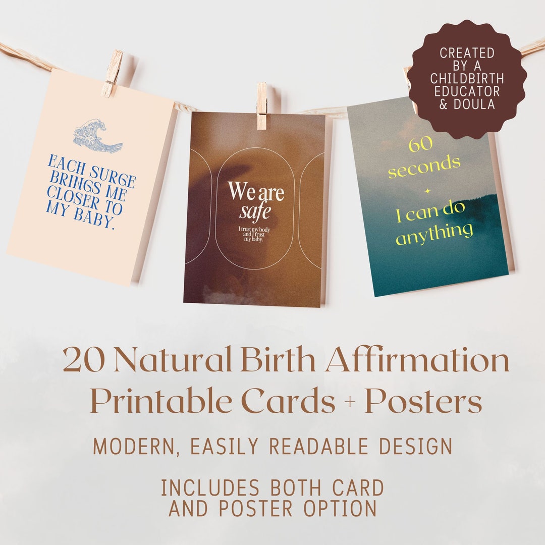 Natural Birth Affirmation Cards Printable, Birth Affirmation Posters ...