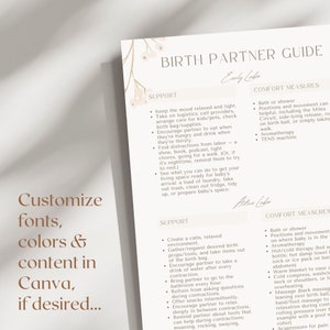 Birth Partner Support Guide, Labor Partner Support List, Doula Support ...