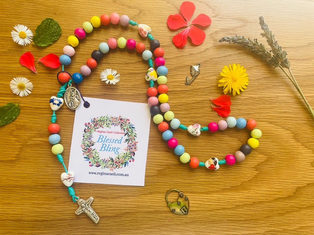 Rosary mary's Flower Patch Hand Painted - Etsy