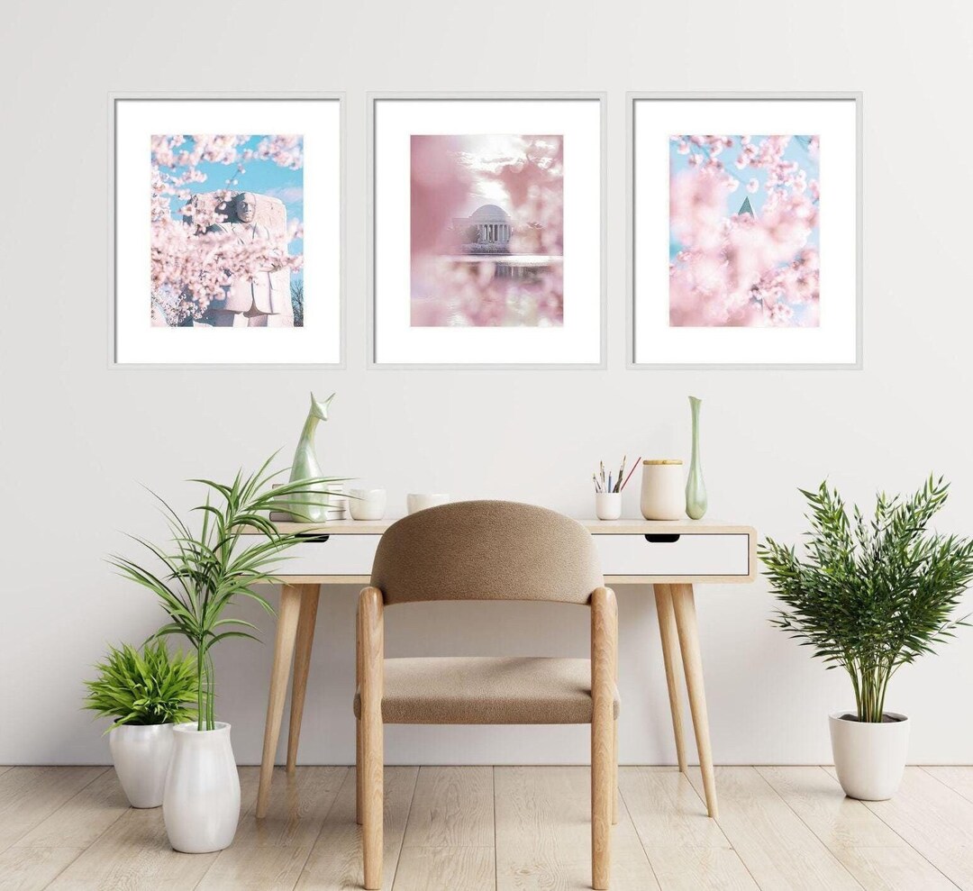 Cherry Blossom Print Set, Washington DC Set of 3 Photo, Travel Wall Art ...