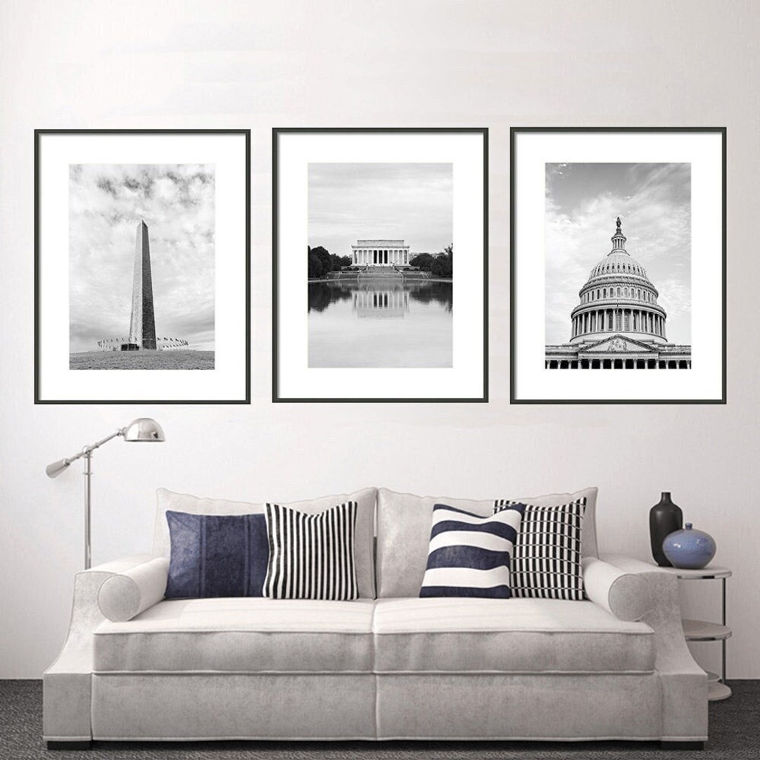 Washington DC Print Set, Black White Washington DC Set of 3 Photos ...