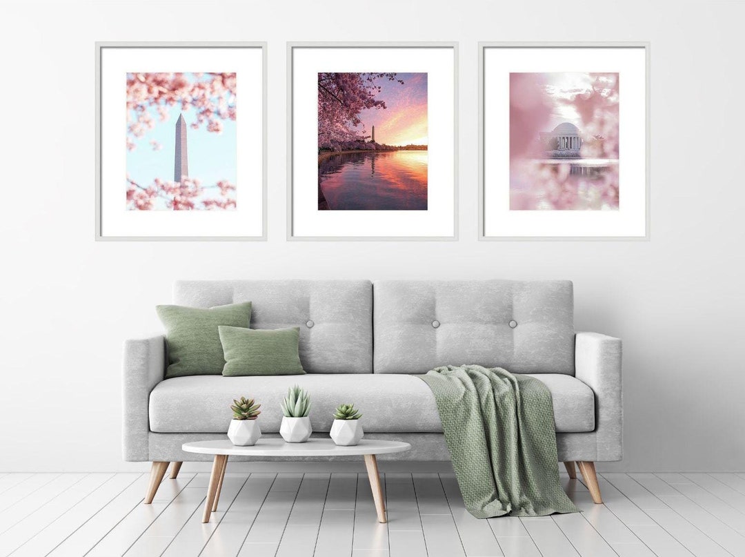 Washington DC Print Set, Cherry Blossom Wall Art Set, Travel Print Set ...