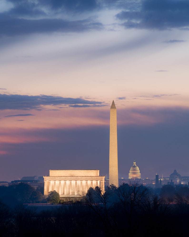 Washington Dc Skyline Photo Lincoln Memorial Washington Monument