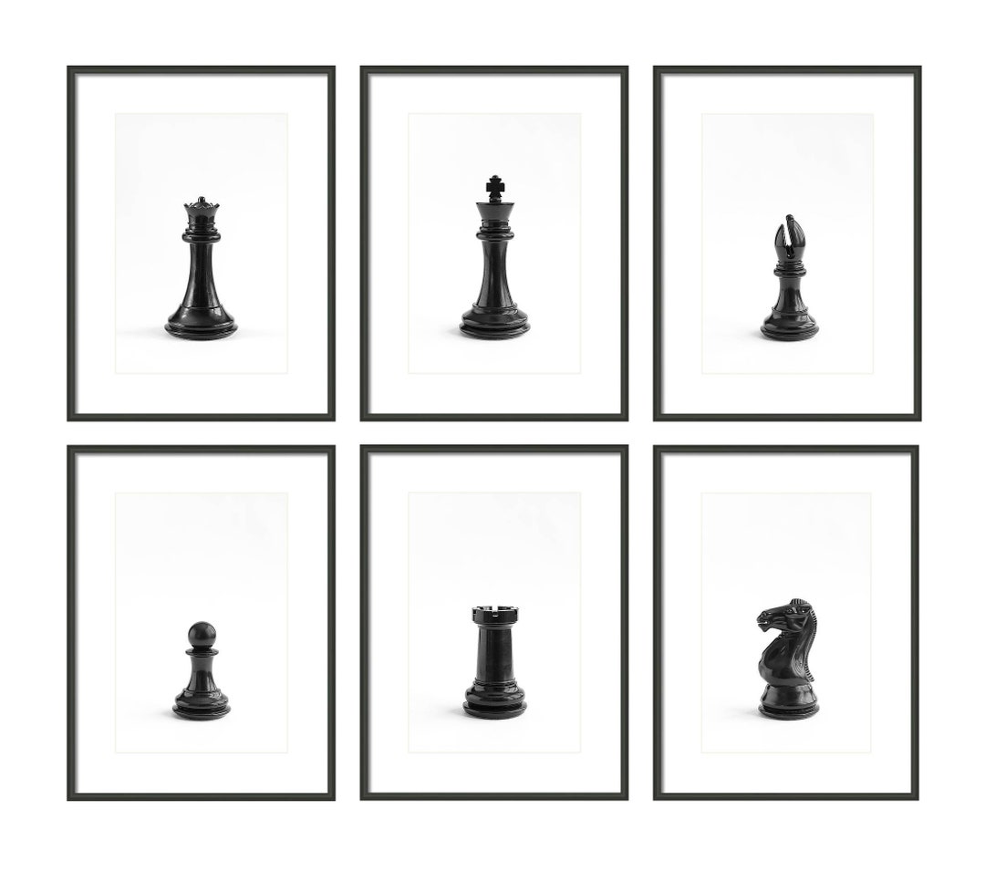 Board Game Decor, Custom Chess Piece Wall Art, Game Room Print Set ...