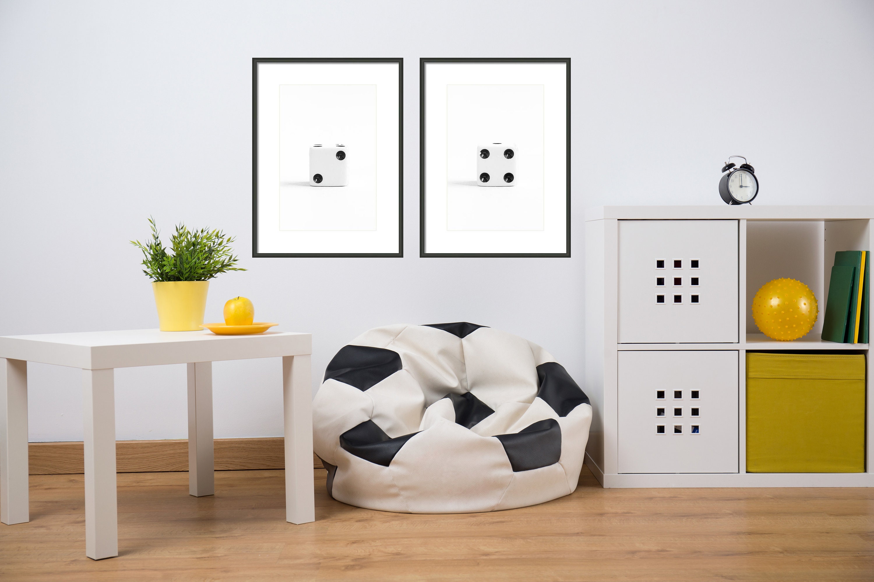 Number Room Decor, Black White Wall Art, Number 4, Dice Wall Art, Game ...