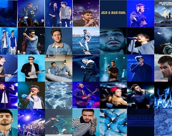 One Direction Blue Aesthetic Photo Collage Kit - Etsy