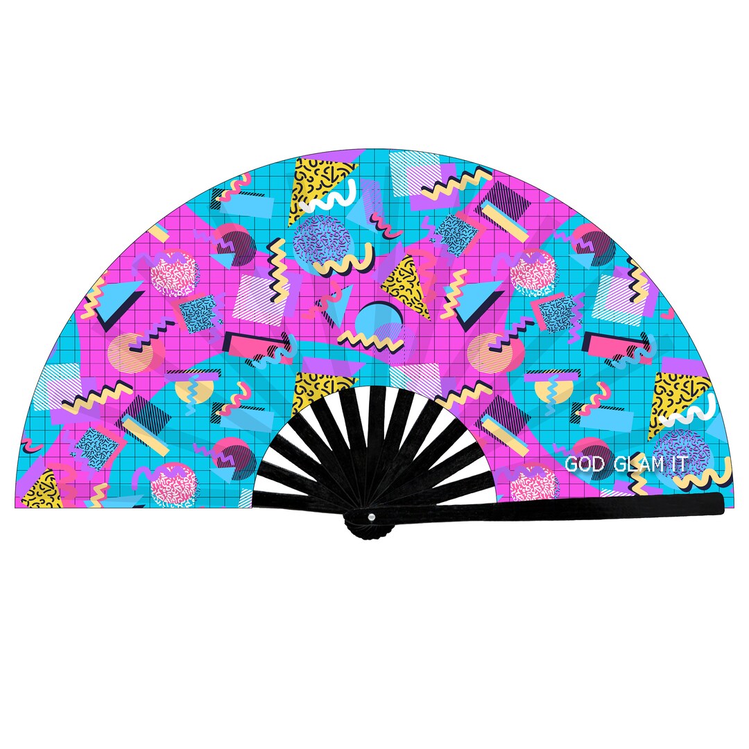 Doodle EDM-RAVE Bamboo Hand Fan - Etsy