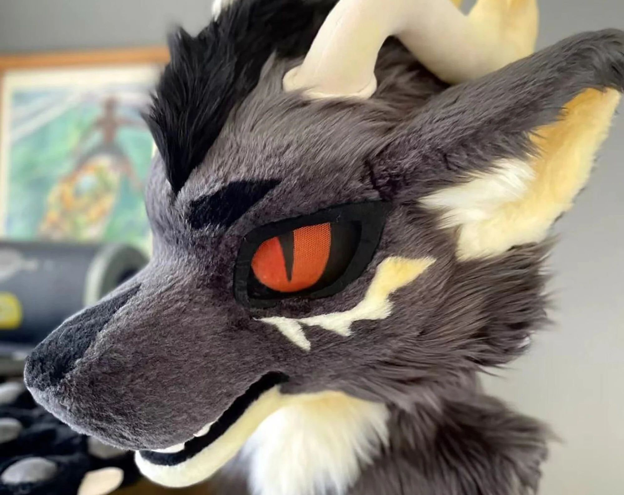 Realistic Fursuit Head,furry Horns,movable Jaw,fantasy Creature - Etsy UK