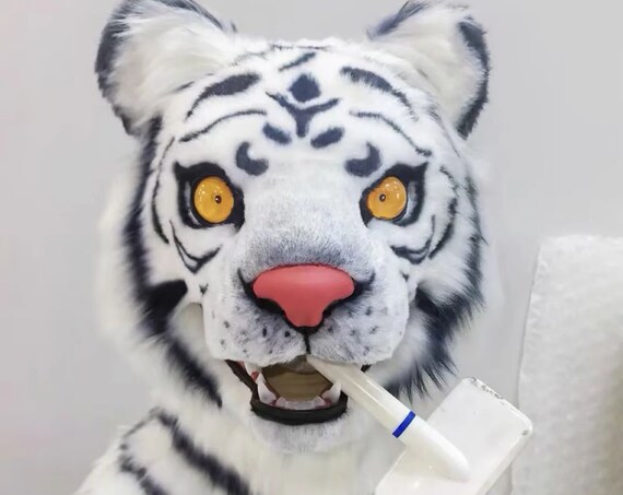 Realistic Furry Mask, Bengal White Tiger, Furry Ears,… - Gem