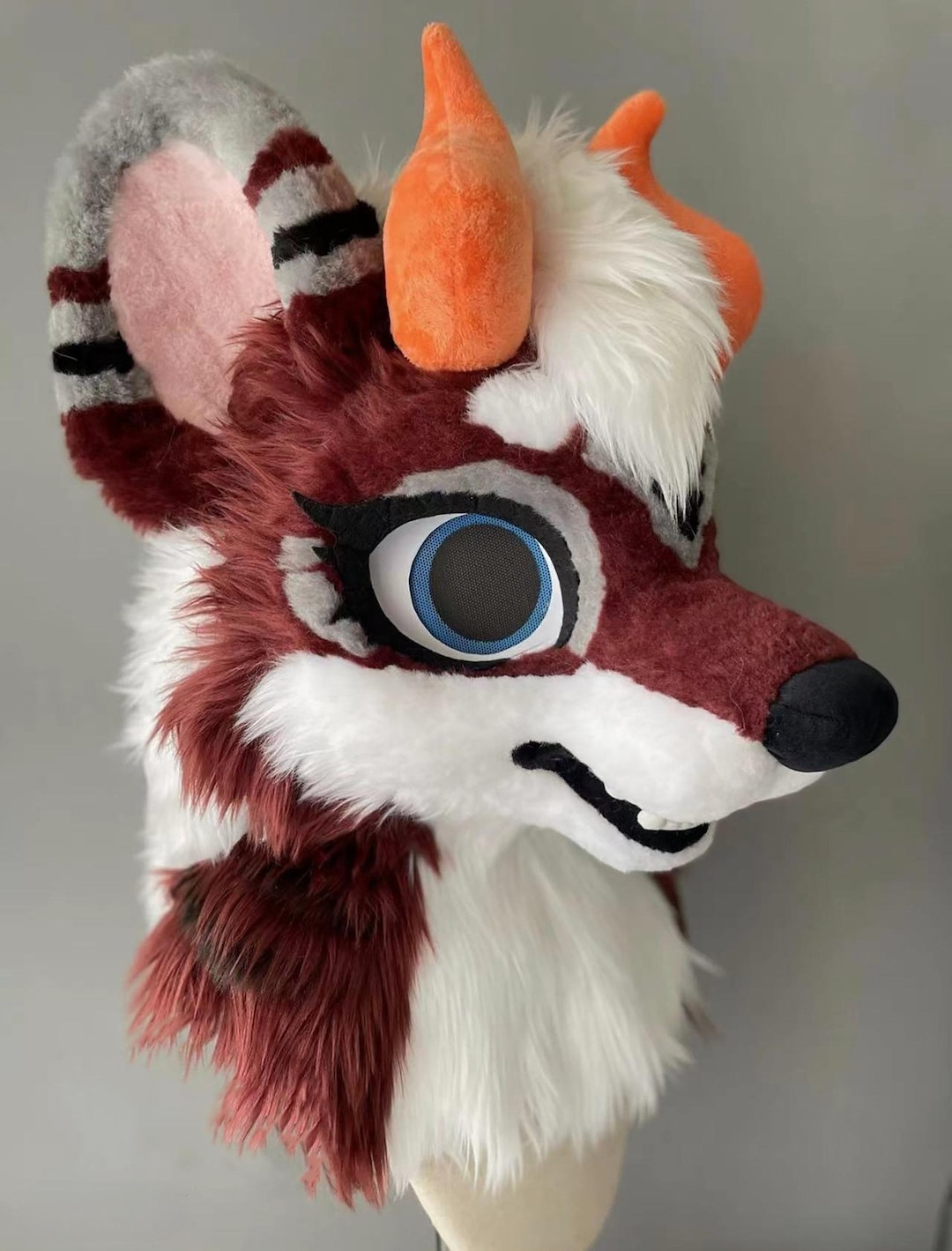 Realistic Fursuit Head,furry Horns,removable Horns,furry Ears,fantasy ...