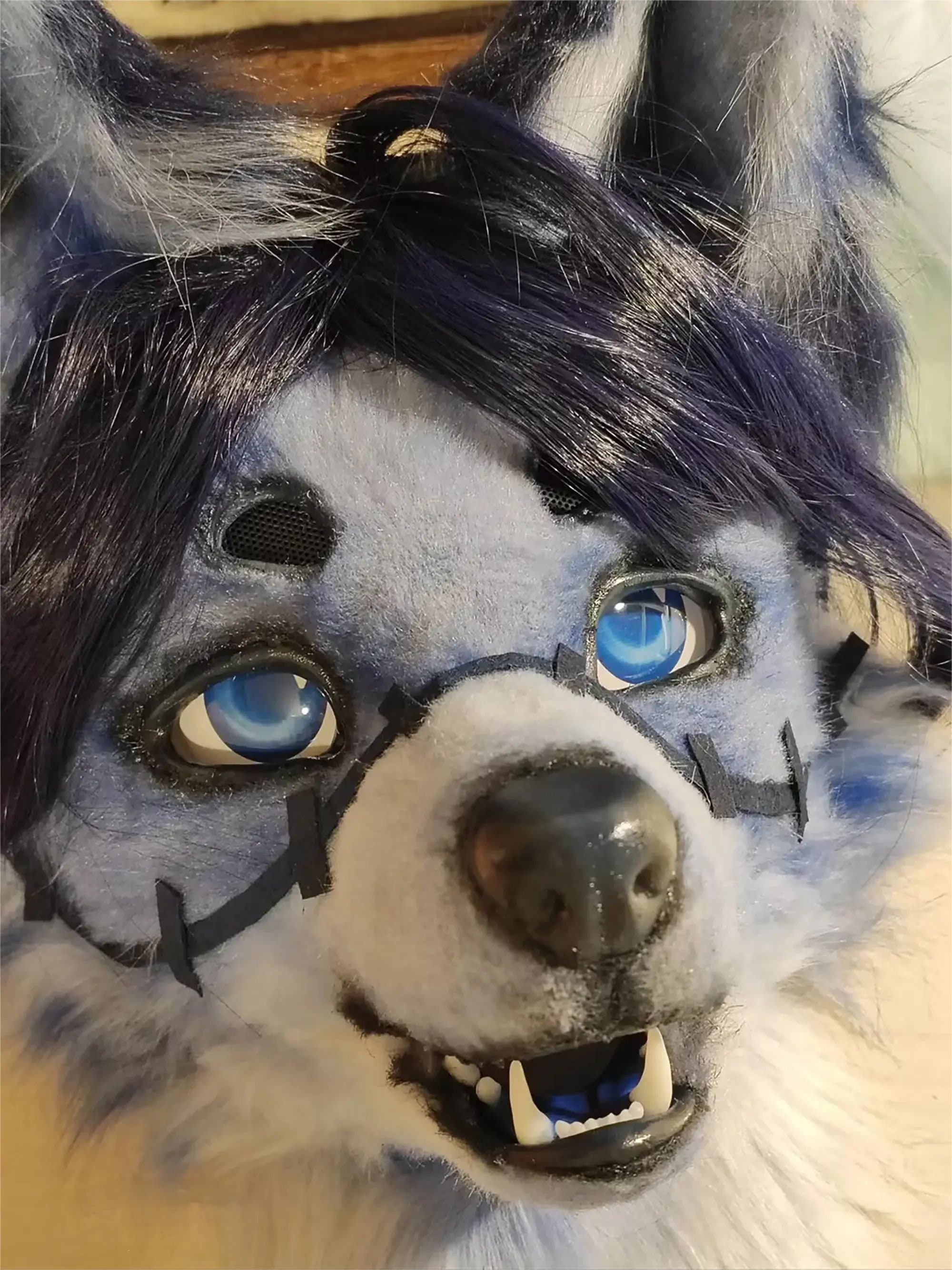 Realistic Fursuit Head,wolf Taoist,long Hair Wolf,movable Jaw,fantasy ...