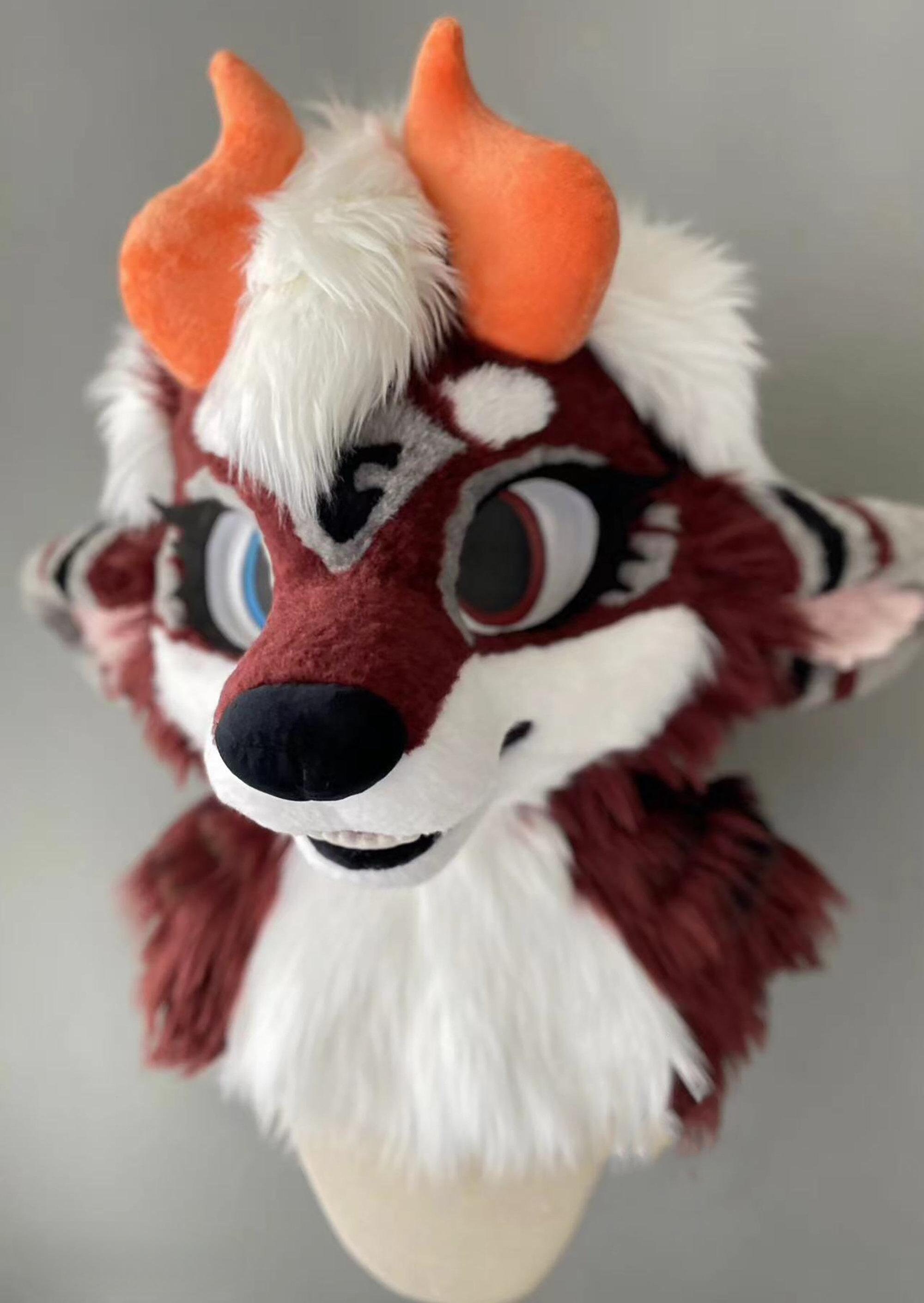 Realistic Fursuit Head,furry Horns,removable Horns,furry Ears,fantasy ...