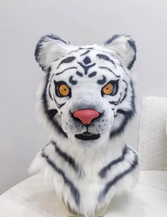 Realistic Furry Mask, Bengal White Tiger, Furry Ears,… - Gem