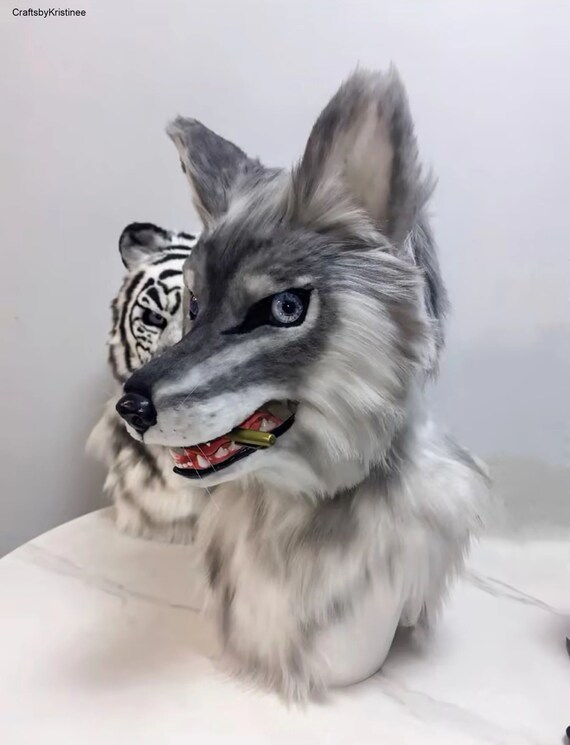 Realistic furry mask, coyote, furry ears, orc fur cos… - Gem