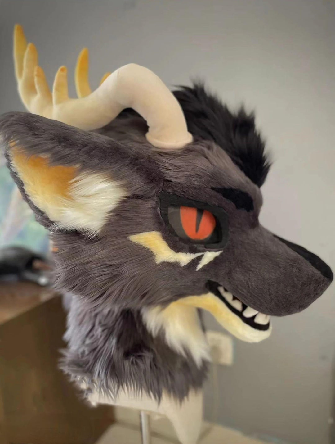 Realistic Fursuit Head,furry Horns,movable Jaw,fantasy Creature - Etsy UK