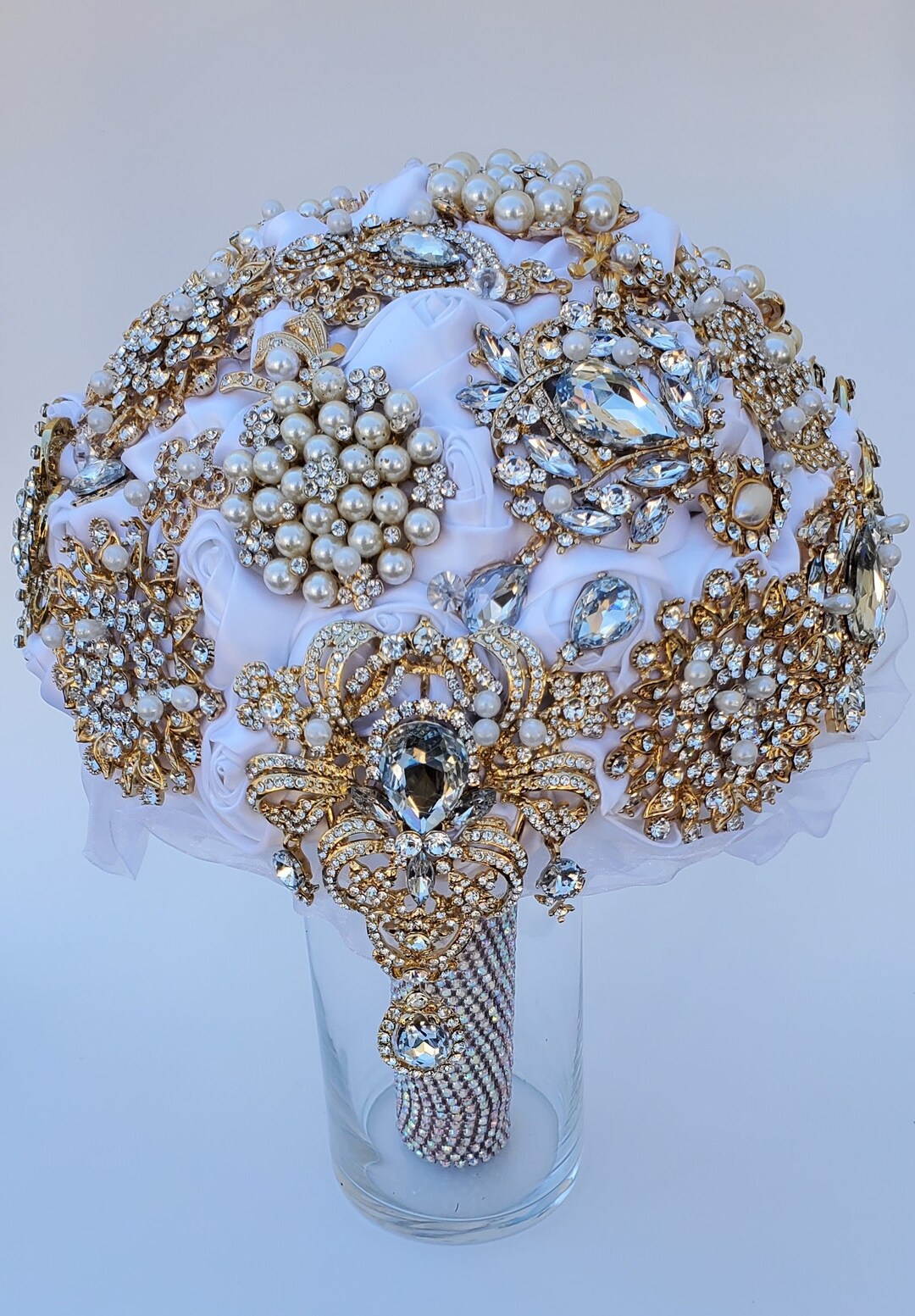 White Brooch Bouquet | Bouquet Brooches |gold Bouquet | Bling Bouquet ...