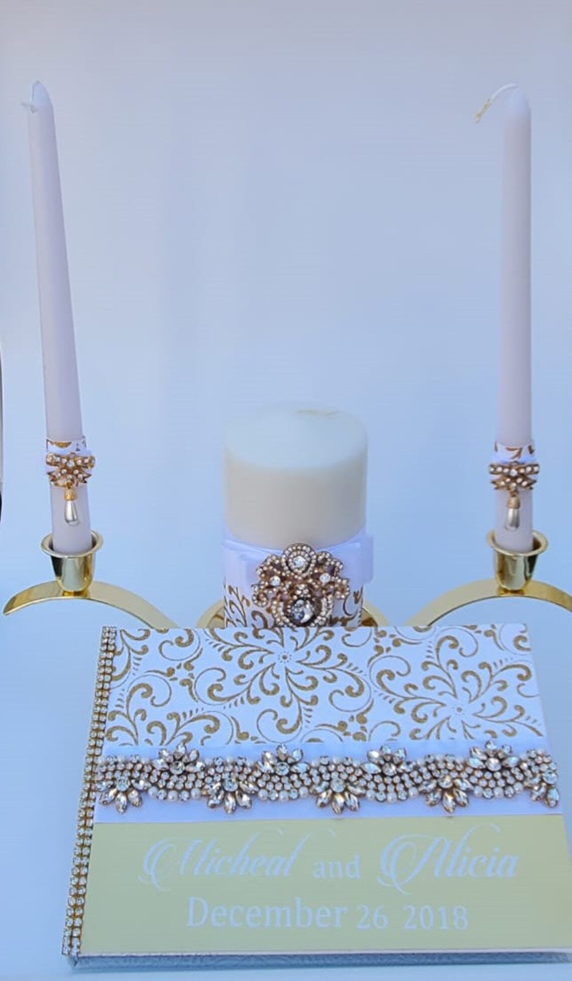Wedding Unity Candle Set Ceremony Candles Gold Unity Candle - Etsy