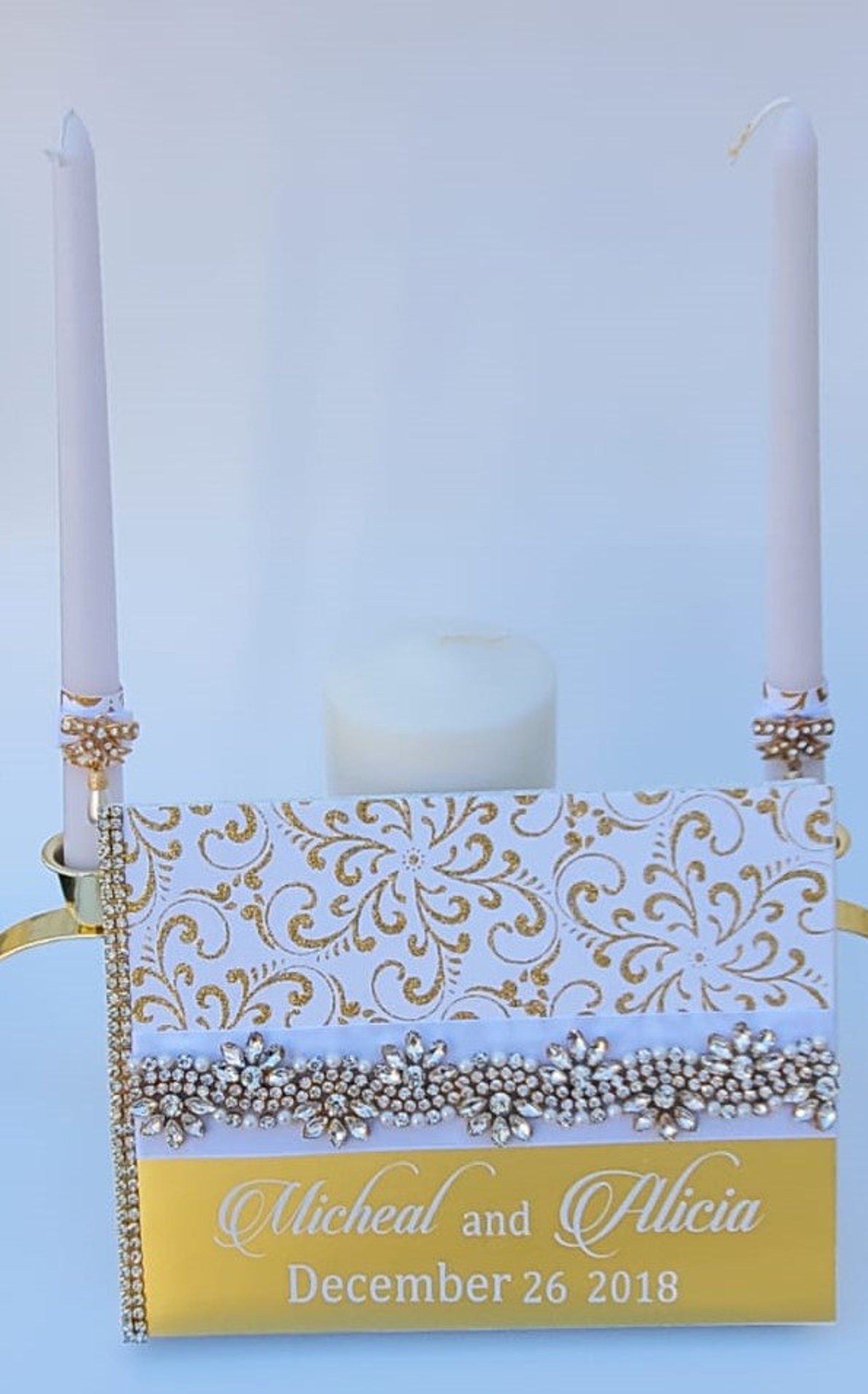 Wedding Unity Candle Set Ceremony Candles Gold Unity Candle - Etsy