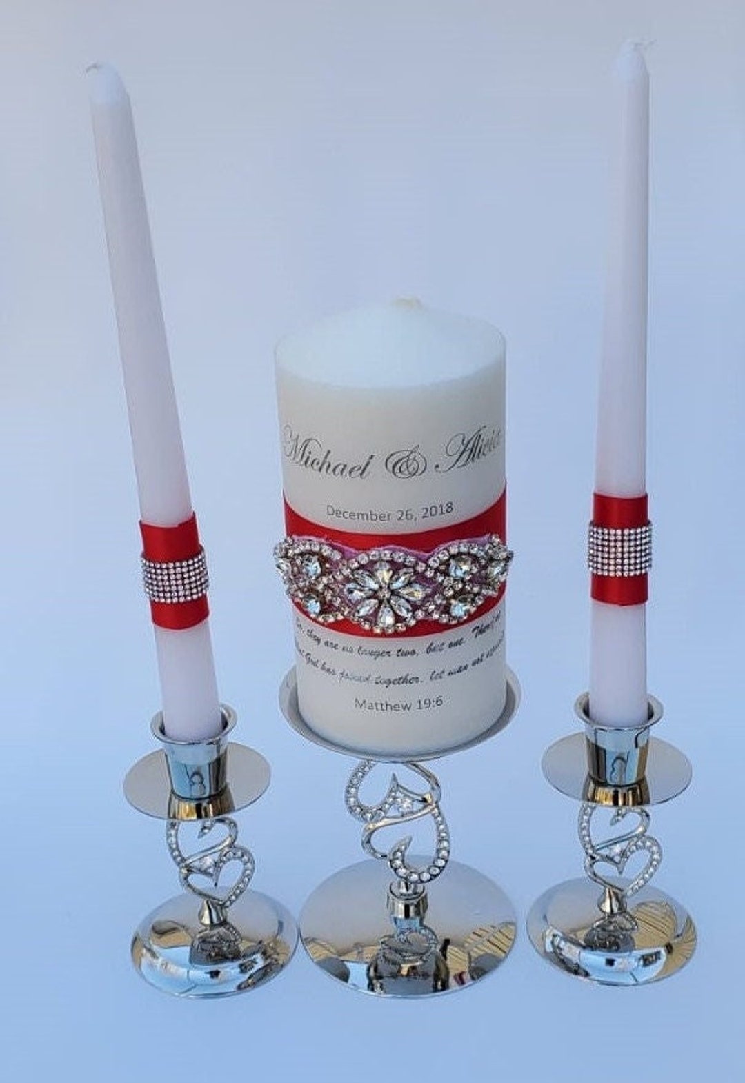 Wedding Unity Candle Set | Ceremony Candles | Red Unity Candle Set ...