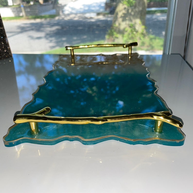 Ocean Waves Tray and Coasters, Beach Style Resin Tray, Coastal Home ...