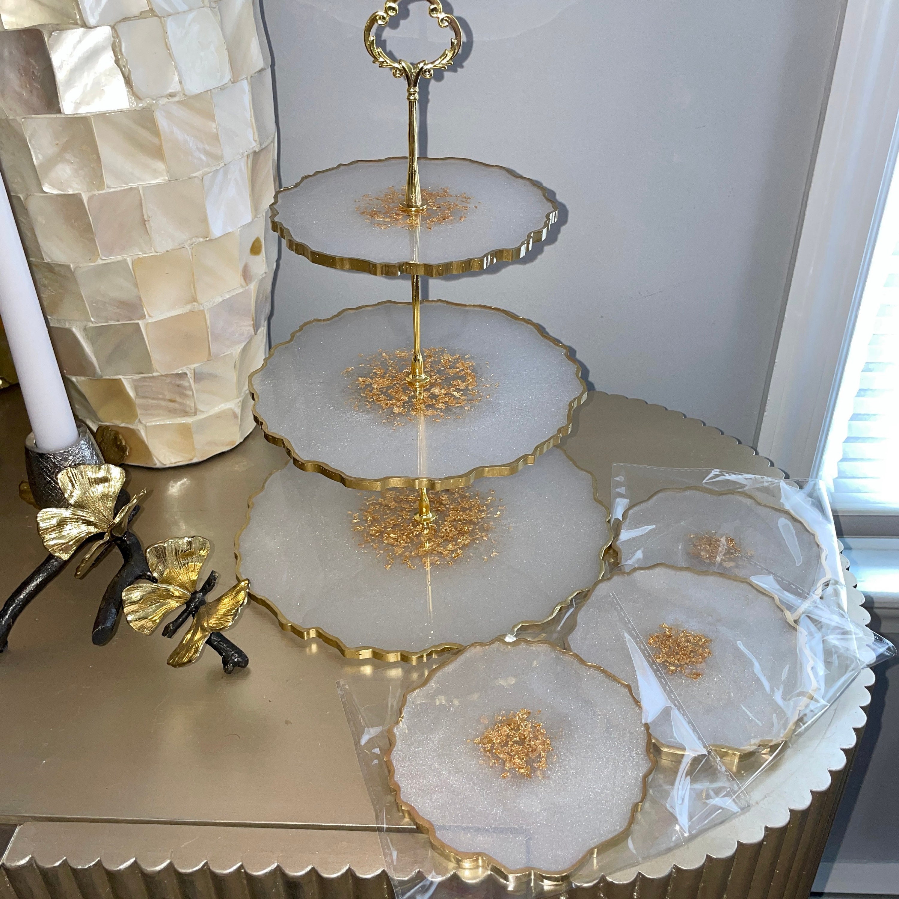 Resin Dessert Stand Geode Agate Three Tiered Cake Stand | Etsy