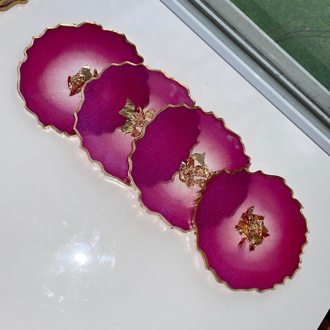 Resin Tray and Coaster Set Resin Tray With Handles and | Etsy