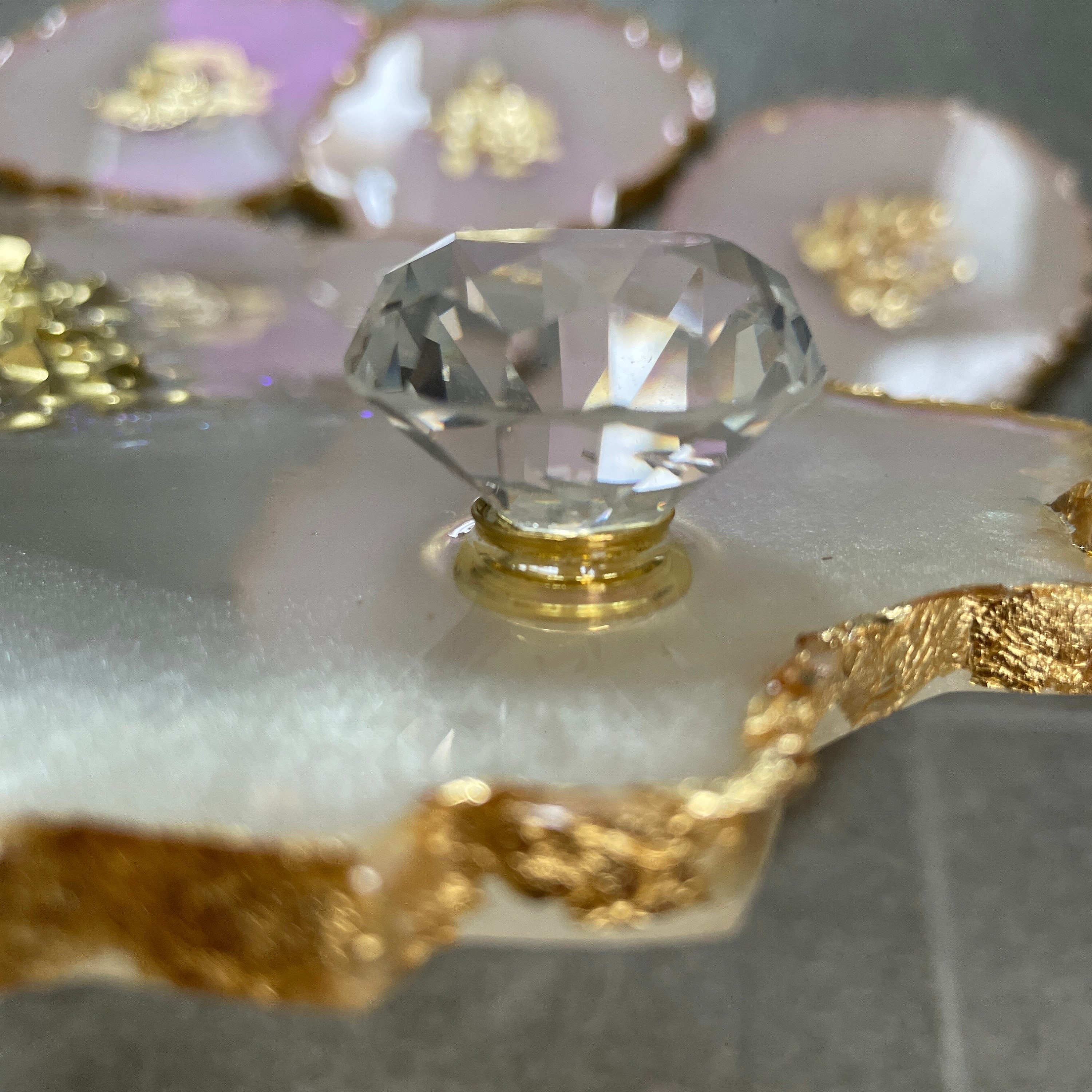 Resin Geode Tray and Coaster Set Tray with Crystal Handles | Etsy