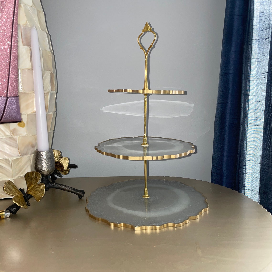 Resin Dessert Three Tiered Cake Stand Serving Tray With | Etsy