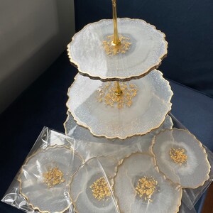 Resin Dessert Stand | Geode Agate Three Tiered Cake Stand Serving Tray ...