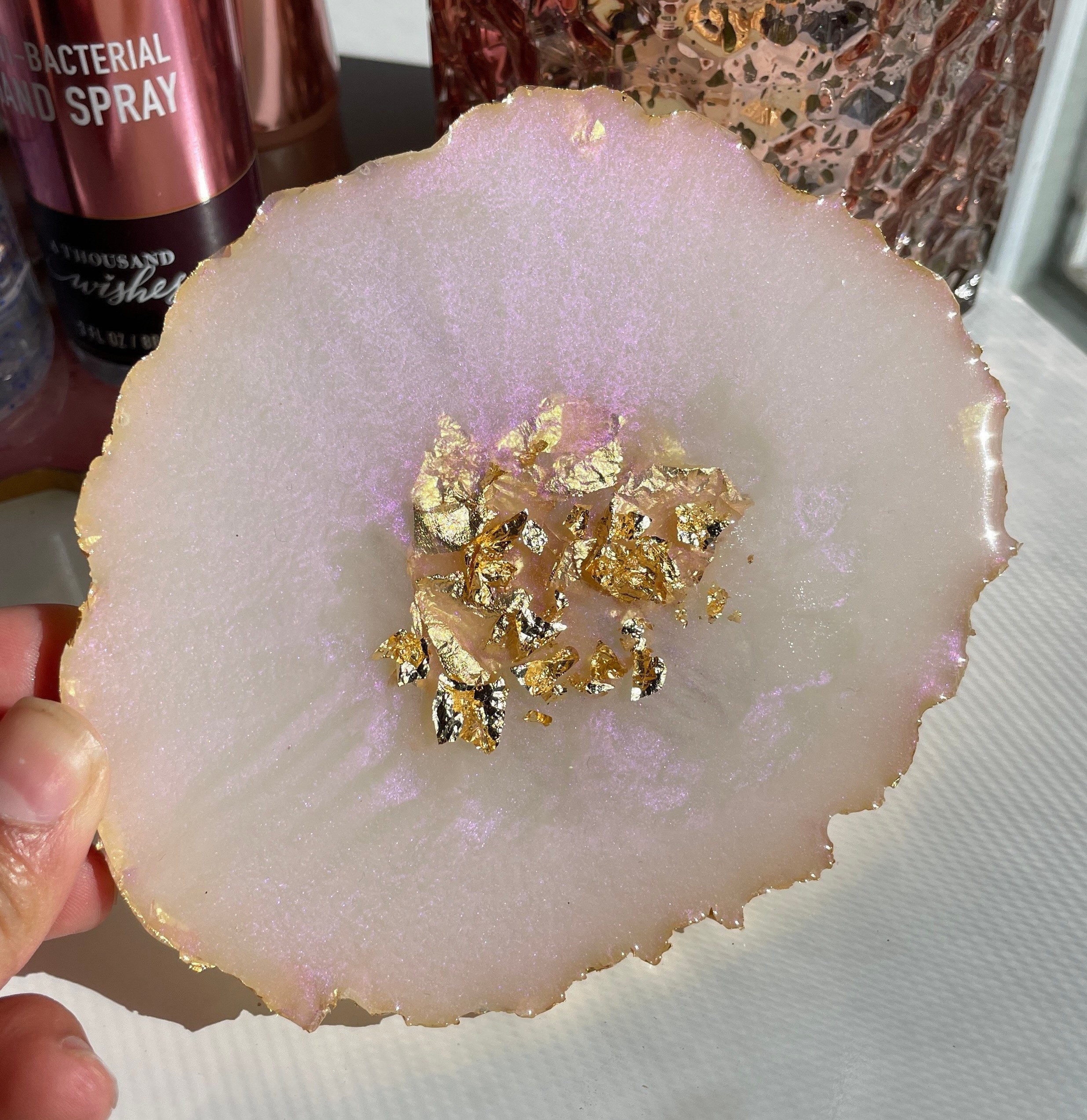 Resin Geode Tray and Coaster Set Tray with Crystal Handles | Etsy