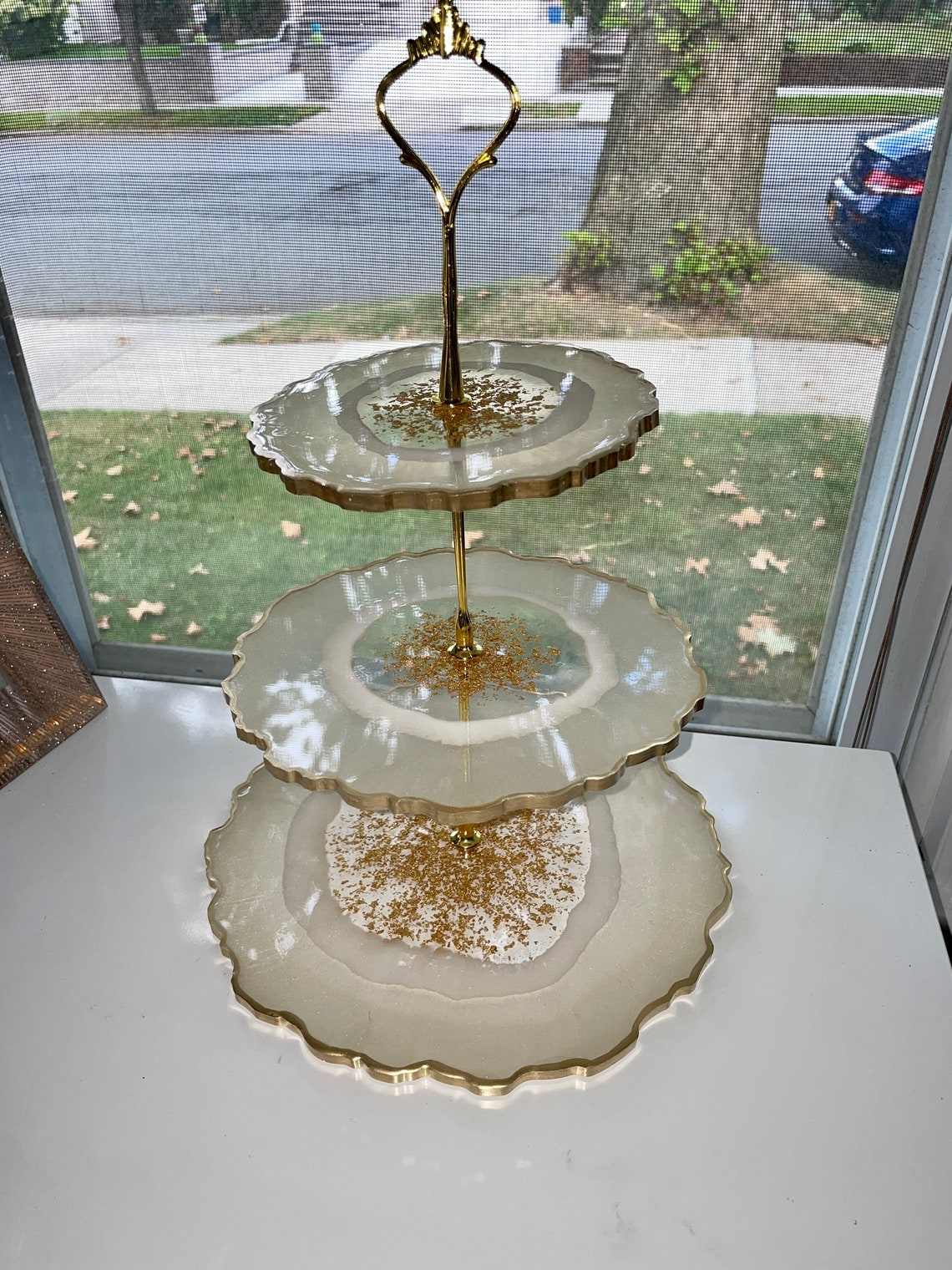 Resin Dessert Stand Geode Agate Three Tiered Cake Stand - Etsy